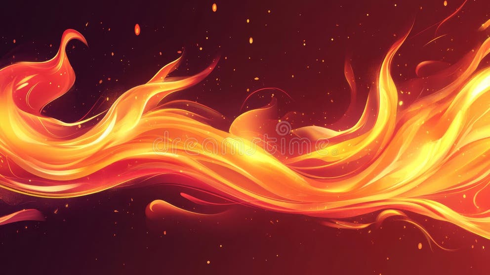 Abstract Orange and Red Fire Flames on Dark Background Stock ...