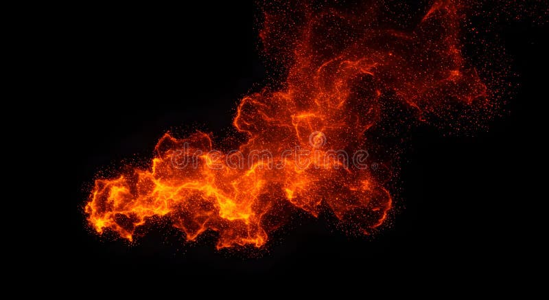 Abstract Orange and Red Fire-like Explosion on Black Background Stock ...