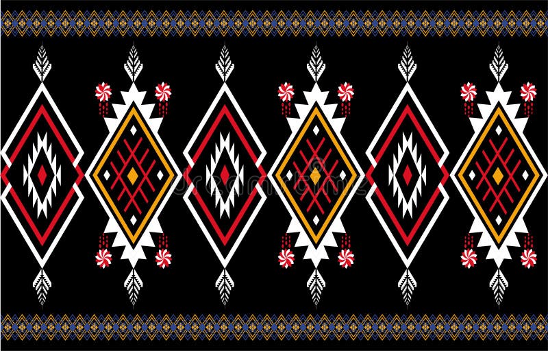 Abstract Orange and Red Geometric Native Pattern Seamless Vector ...