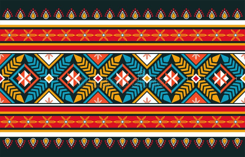 Abstract Orange and Red Geometric Native Pattern Seamless Vector ...