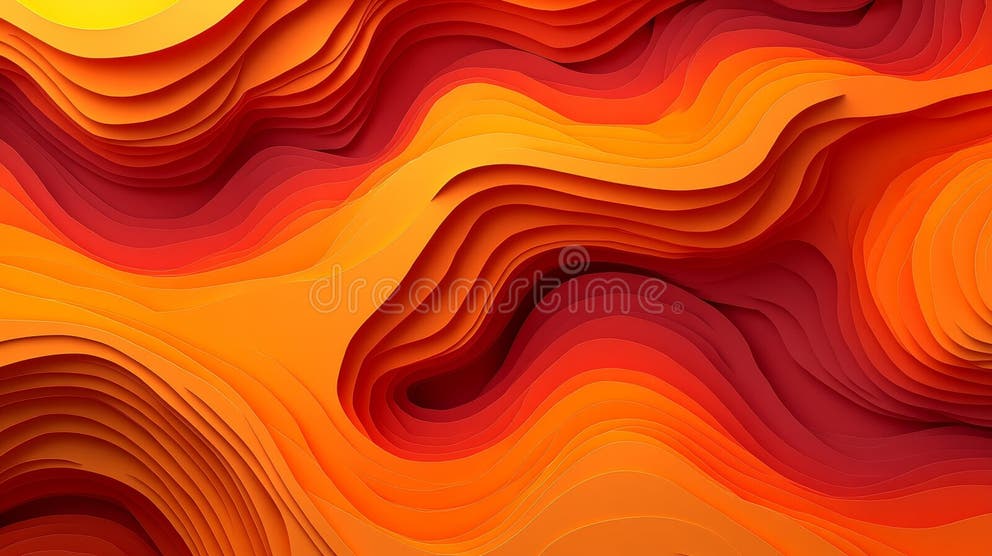 Abstract Orange and Red Paper Cut Background, Wavy Folded Paper Texture ...