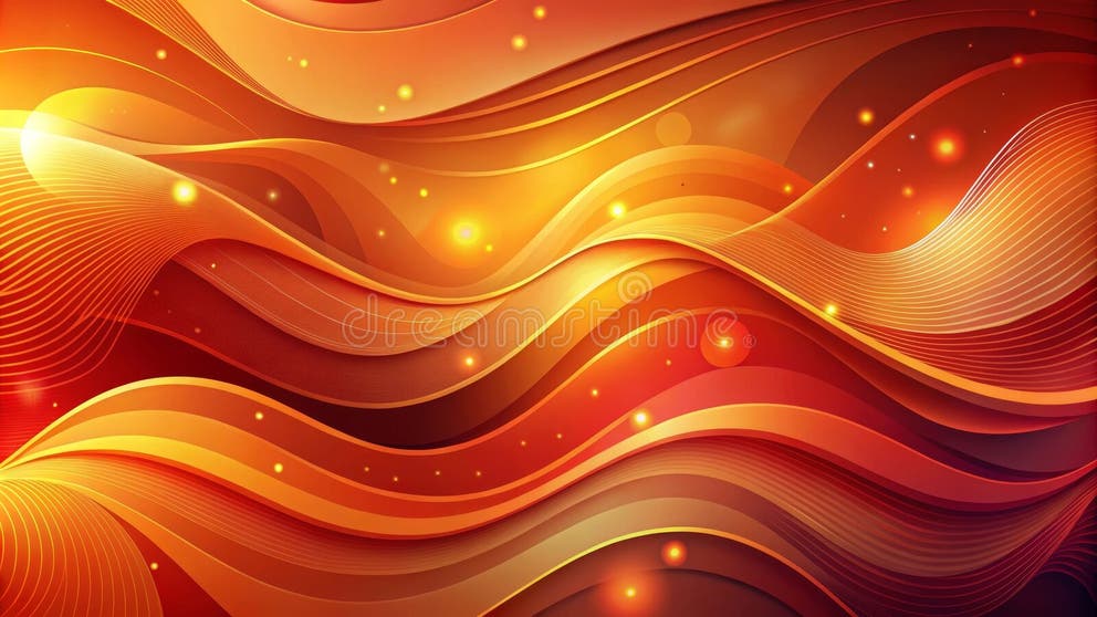 Abstract Orange and Red Wave Background with Glowing Particles ...