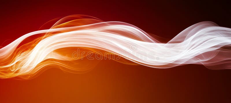 Abstract Orange and Red with White Undulating Smoke Wavy Lines ...