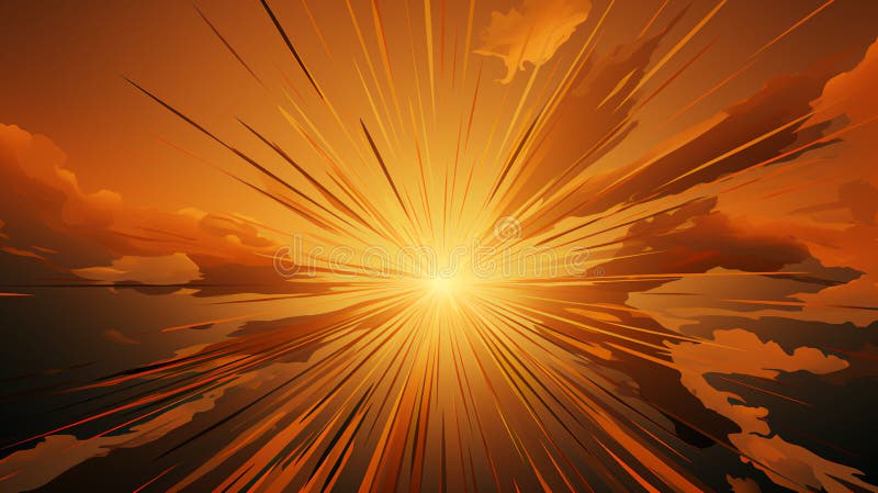 Abstract Orange Retro Sun Rays on Sky Stock Illustration - Illustration ...