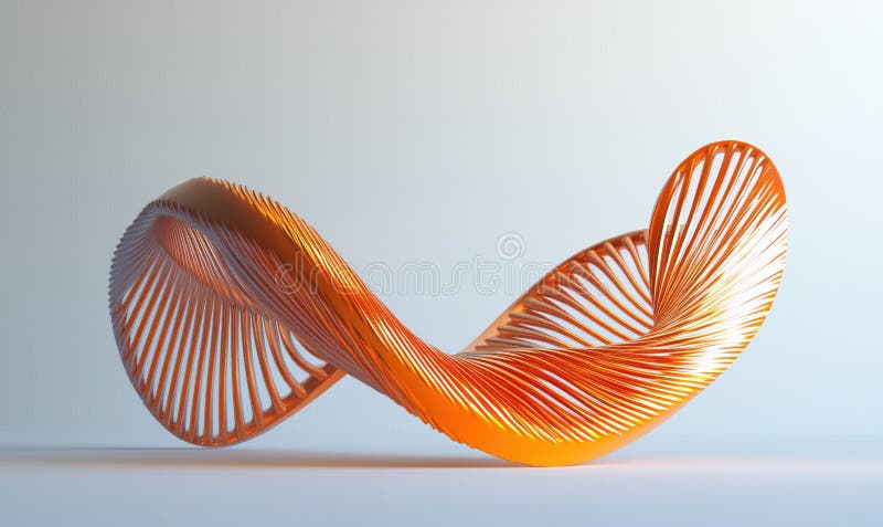 Abstract Orange Sculpture, Fluid Design, Intricate Spiral Patterns ...