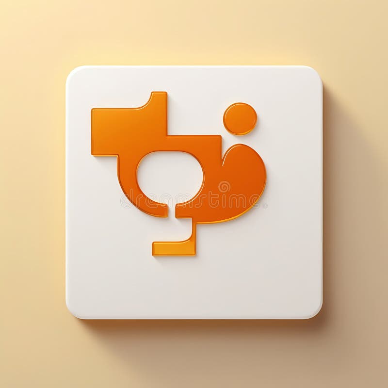 Abstract Orange Shape on White Rounded Square Tile Stock Illustration ...