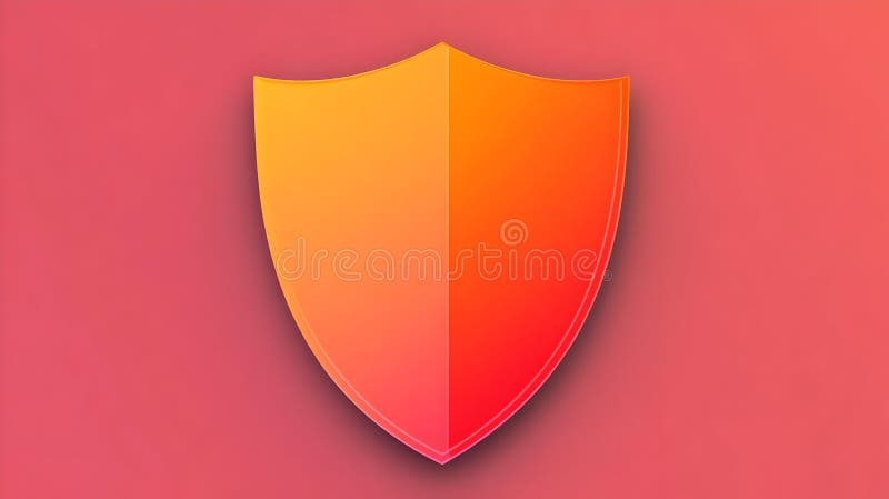 Abstract Orange Shield on Red Gradient Background for Security and ...