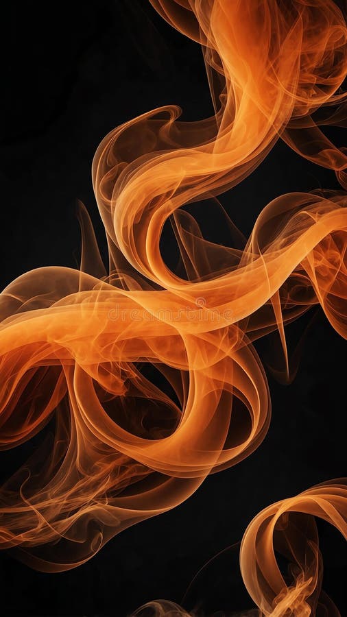 Abstract Orange Smoke Design in Black Ai Generated Stock Illustration ...
