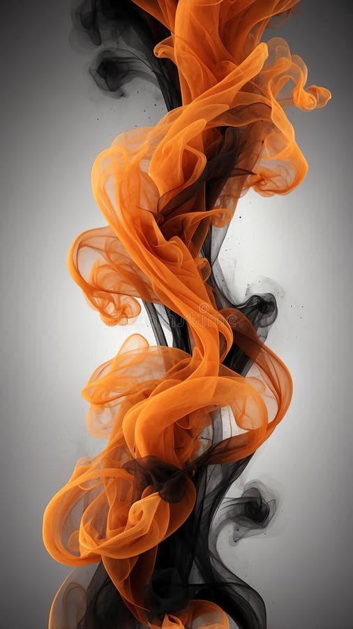 Abstract Orange Smoke Design in Black Ai Generated Stock Illustration ...