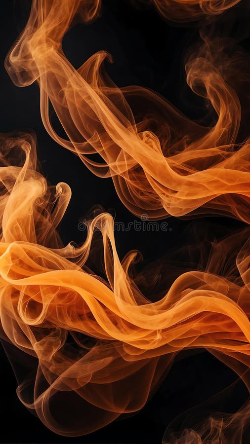 Abstract Orange Smoke Design in Black Ai Generated Stock Illustration ...
