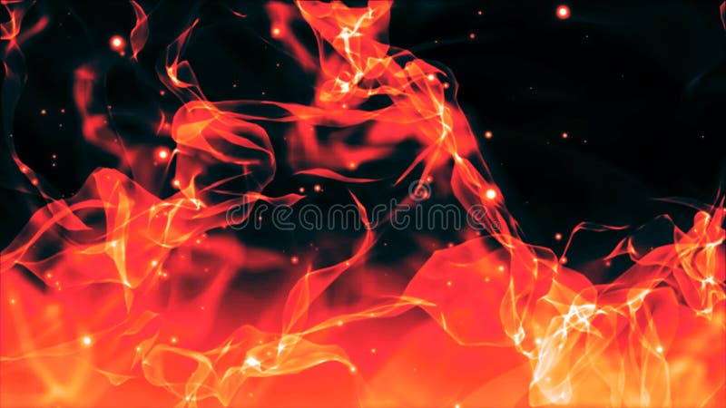 Abstract Orange Smoke and Red Fire Flies in Waves and Flying Particles ...