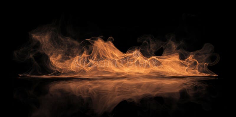 Abstract Orange Smoke with Reflection on Black Background Stock ...