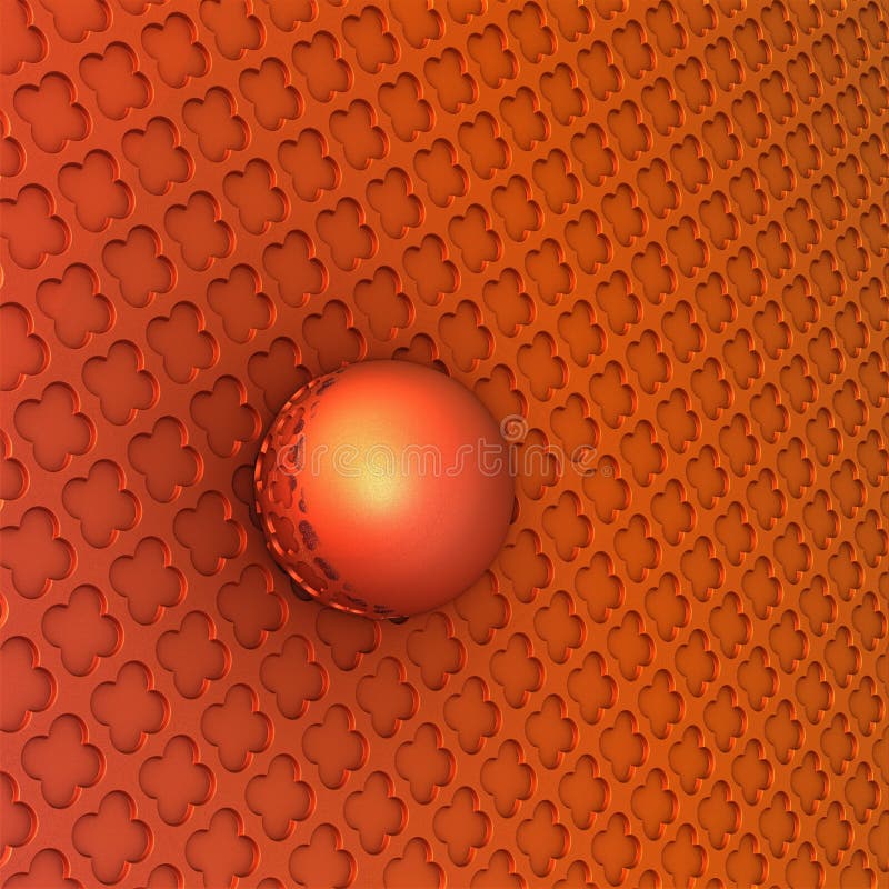 Abstract Orange Sphere on the Orange Patterned Surface. 3d Render, 3d ...