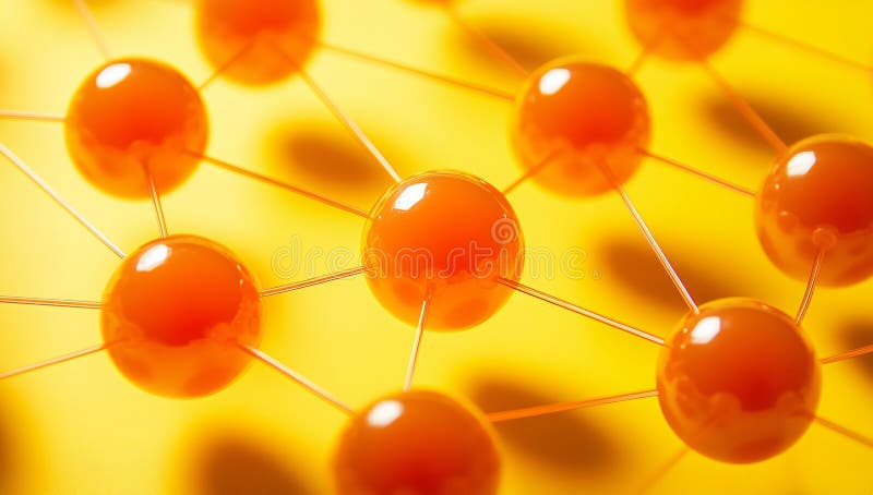 Abstract Orange Spheres Network Connection Stock Illustration ...