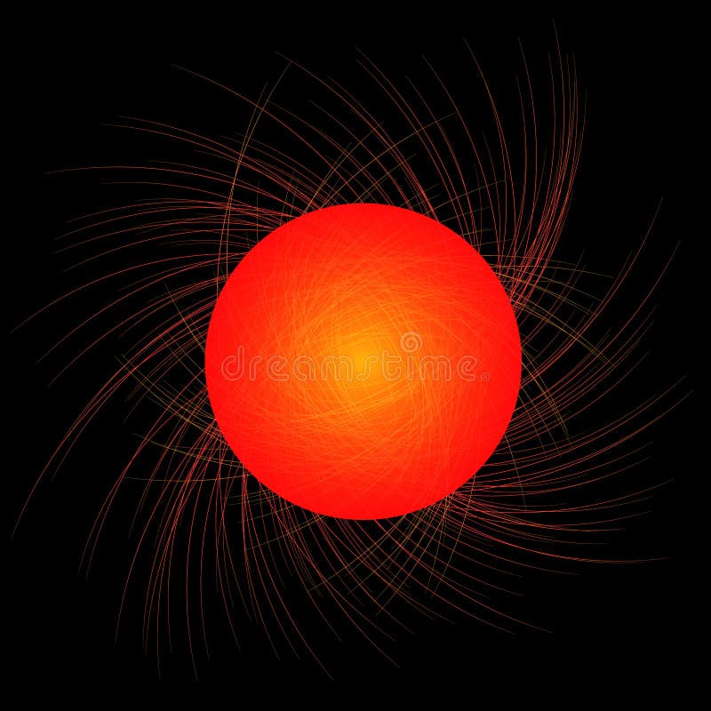 Abstract Orange Sun with Rays As Logo or Icon on Dark Background Stock ...