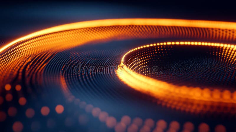 Abstract Orange Swirling Digital Particle Wave Stock Illustration ...