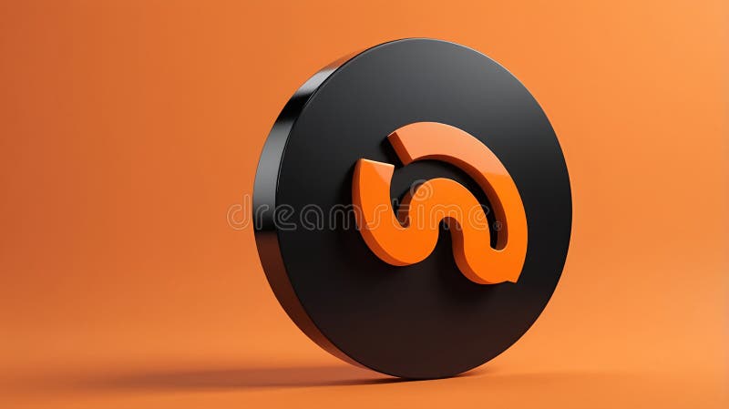 Abstract Orange Symbol in Black Circle Stock Illustration ...