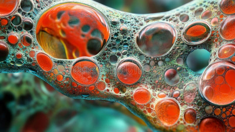 Abstract Orange and Teal Bubble Structure Stock Illustration ...