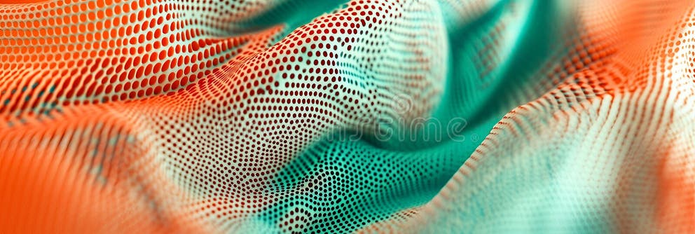 Abstract Orange and Teal Dotted Pattern Digital Wave Background Texture ...