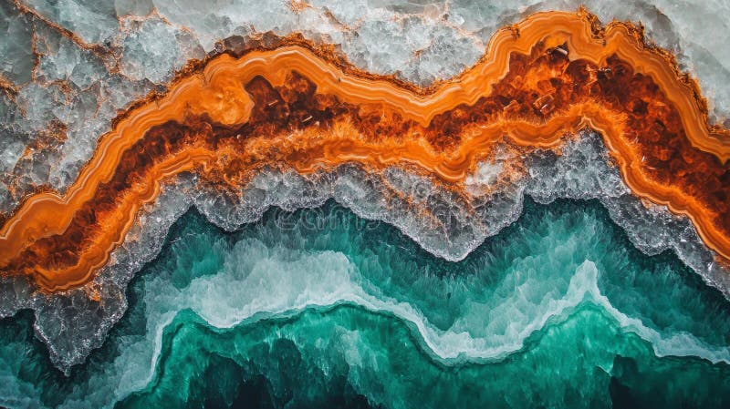 Abstract Orange, Teal, and White Crystal Stone Texture Background with ...