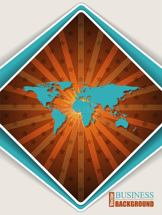 Abstract Orange Turquoise Brochure with World Map Stock Vector ...