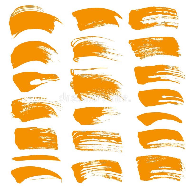 Abstract Orange Vector Brush Strokes on a White Background Stock Vector ...