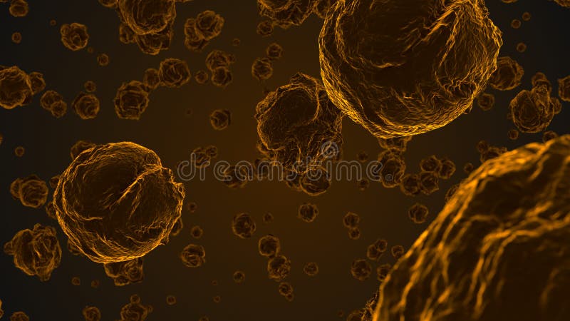Abstract Orange Virus Cells Under Microscope Picture. Image: 112385511