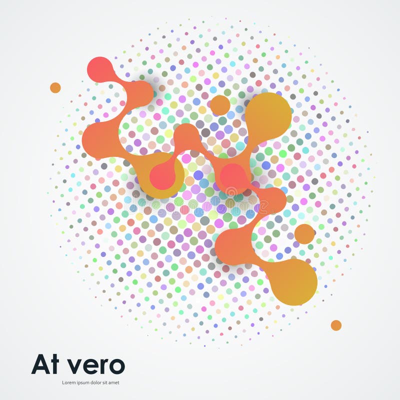 Abstract Orange Volumetric Large Molecules with Bright Circles on White ...