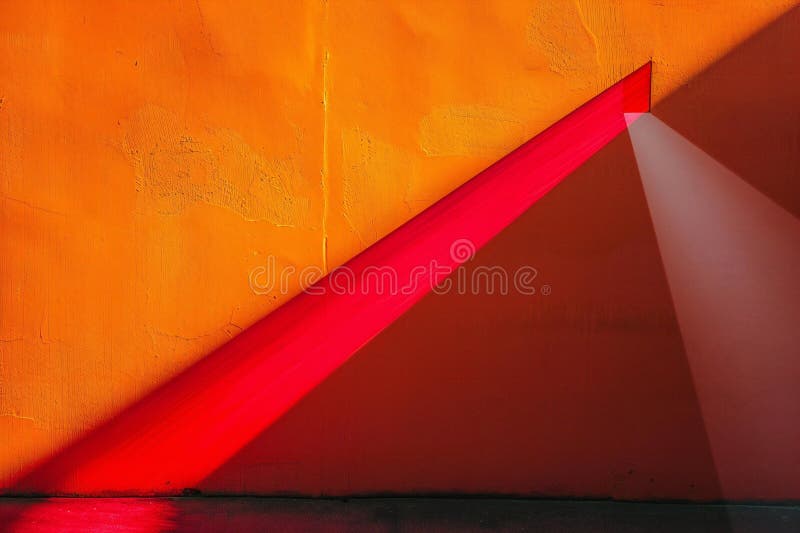 Abstract Orange Wall with Red Light and Shadow on the Floor Stock ...