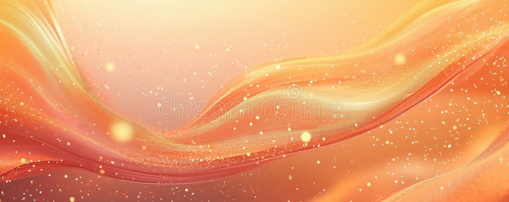 Abstract Orange Wave Background with Shimmering Particles and Soft ...
