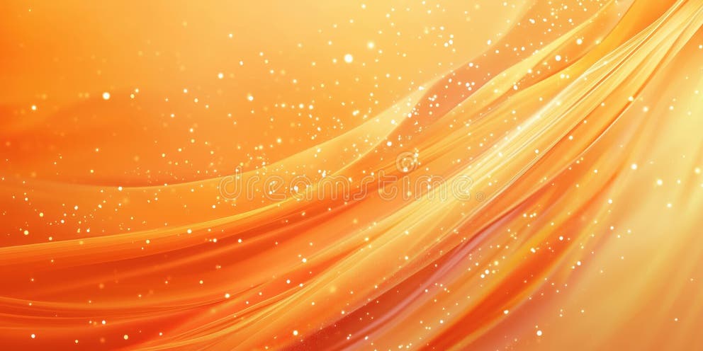 Abstract Orange Wave Background with Sparkling Particles and Smooth ...