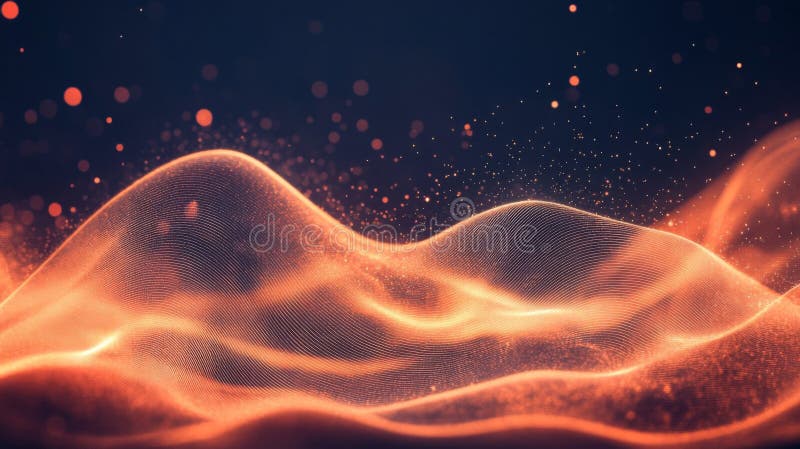Abstract Orange Wave Particle Digital Art Stock Illustration ...