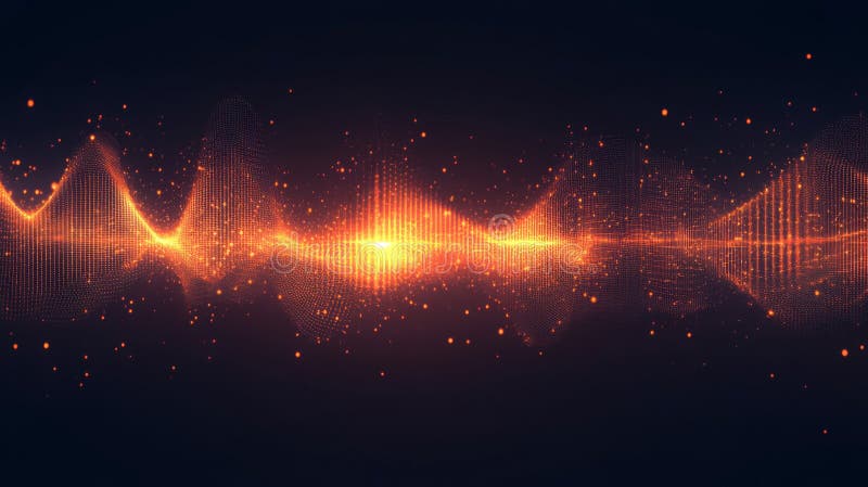 Abstract Orange Wave Particle Digital Art Stock Illustration ...