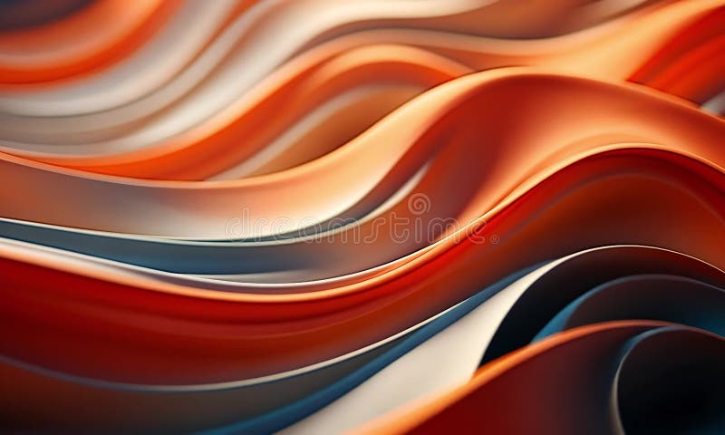 Abstract Orange Waves Flow, Digital Art Background, Design Element ...