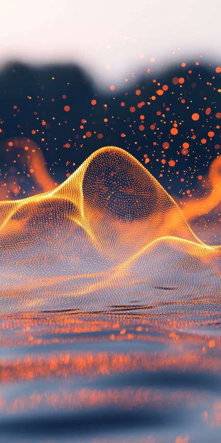 Abstract Orange Waves, Flowing Stream, Converging Lines Background ...