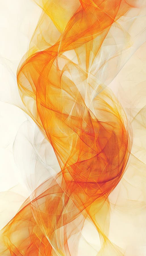Abstract Orange Wavy Shape Flowing on White Background, Design Element ...