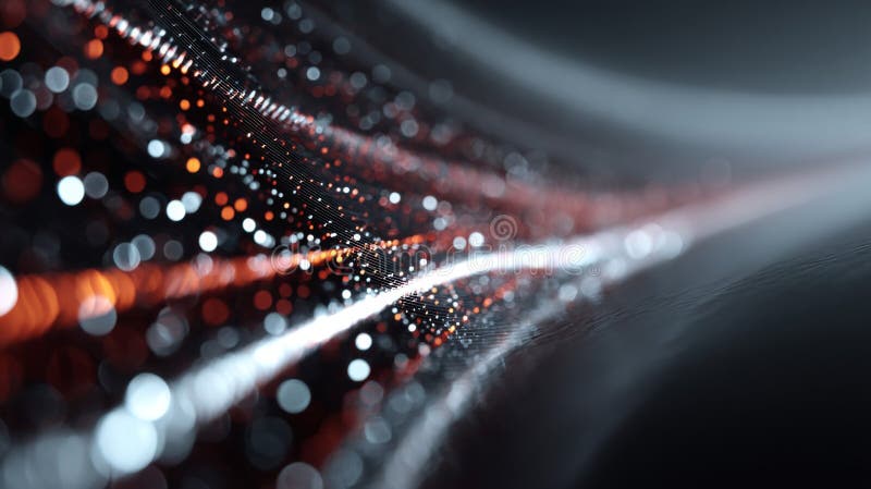 Abstract Orange and White Data Flow on Dark Background Stock ...