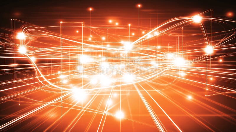 Abstract Orange and White Digital Network Background Stock Illustration ...