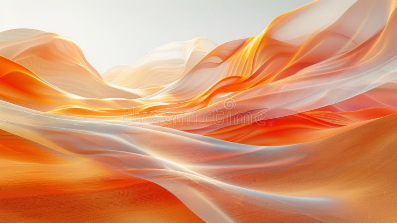 Abstract Orange and White Flowing Fabric in a Warm, Ethereal Light Stock Illustration ...