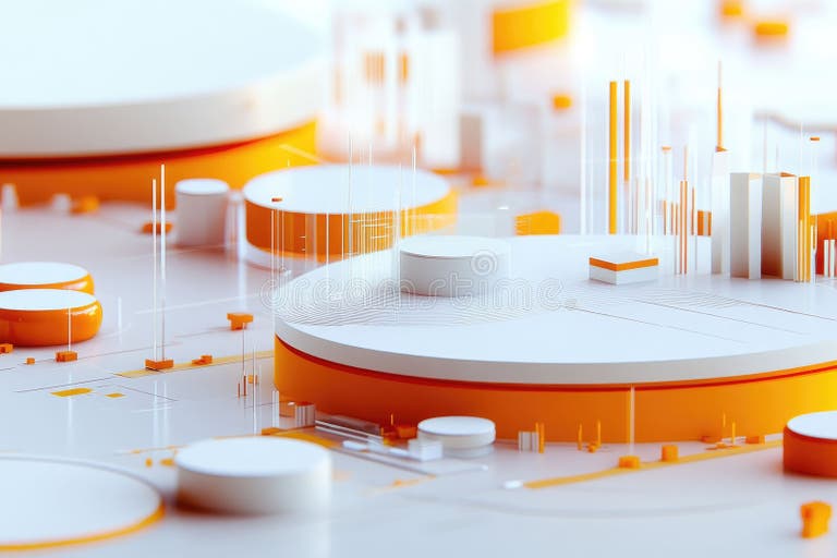 Abstract Orange and White Geometric Forms with Data Visualization ...
