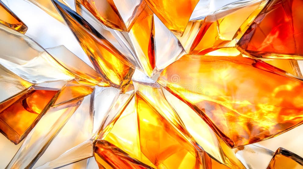 Abstract Orange and White Glass Shards Exploding Outward Creating ...