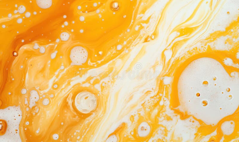 Abstract Orange and White Liquid Patterns, Vibrant Swirls, Bubbles, and ...
