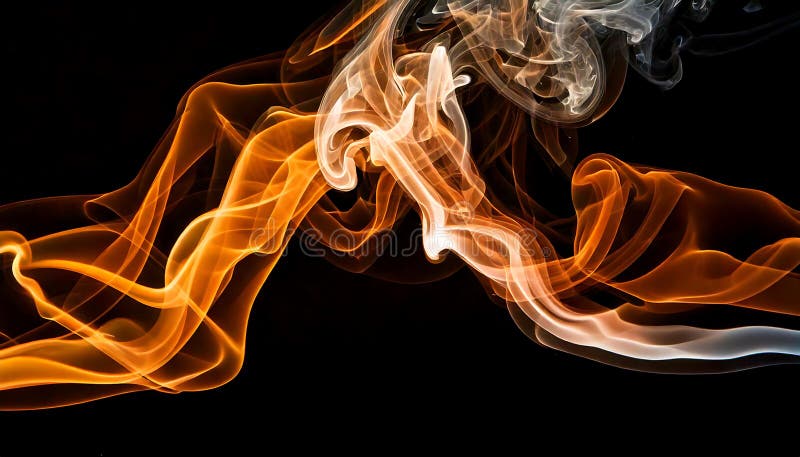 Abstract Orange and White Smoke Wisps on Black Stock Illustration ...