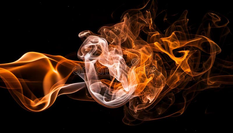 Abstract Orange and White Smoke Wisps on Black Stock Illustration ...