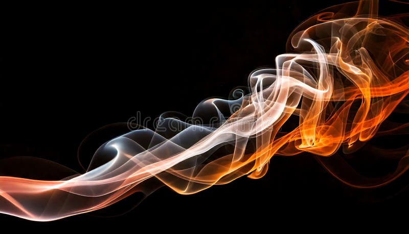 Abstract Orange and White Smoke Wisps on Black Stock Illustration ...