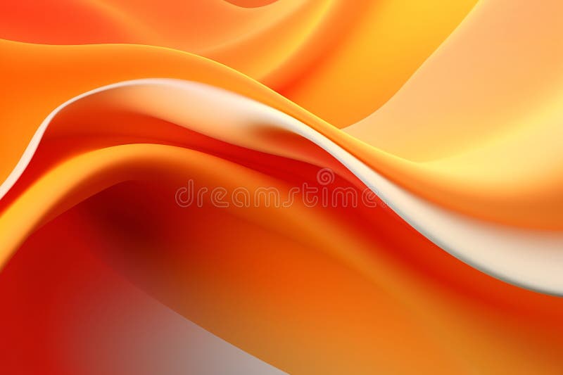 Abstract Orange and White Wave Background, Digital Art, Fluid Design ...