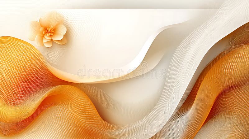 Abstract Orange and White Wave Design with Flower Stock Image - Image ...
