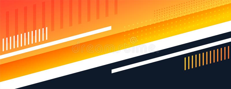 Abstract Orange Wide Banner in Memphis Style Vector Illustration Stock ...