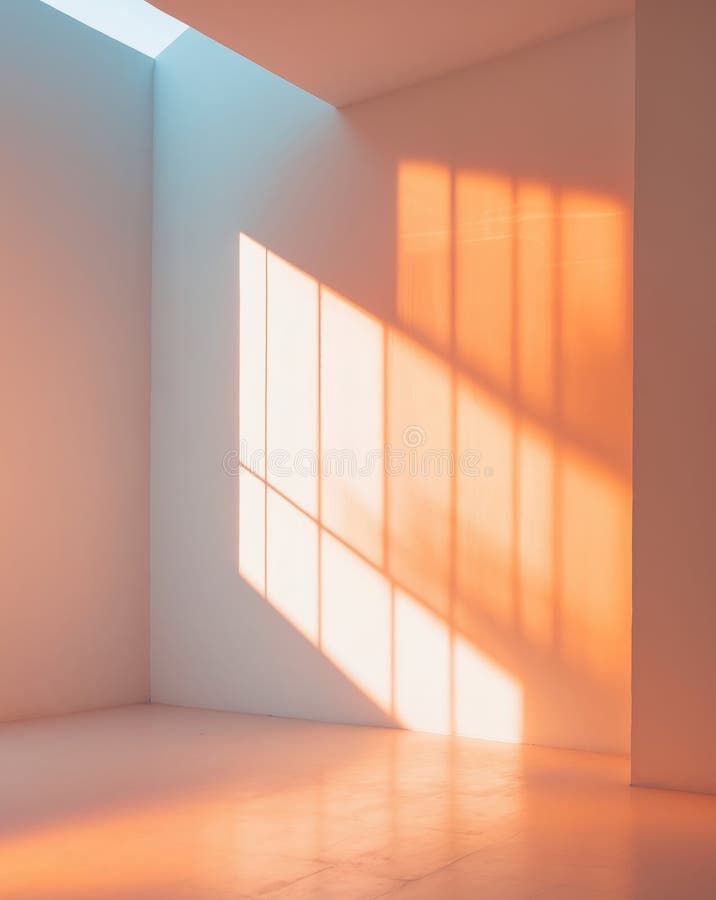Abstract Orange Window Light Shadow Overlay on Wall Stock Photo - Image ...