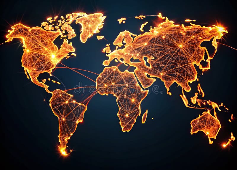 Abstract Orange World Map a Visually Striking Representation of Global ...